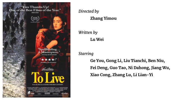 To Live (China, 1994) – ReWatch List